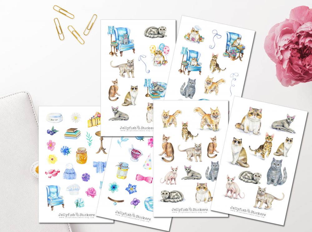 Jellyfish Stickers - Katzen Sticker Set