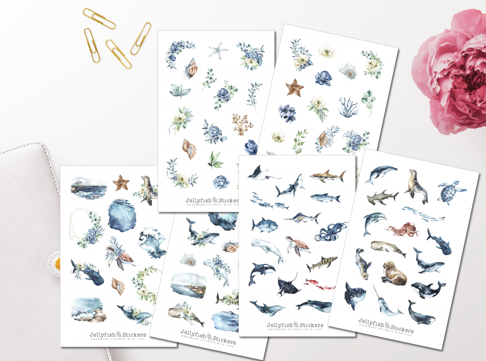 Jellyfish Stickers - Sea Creatures Sticker Set