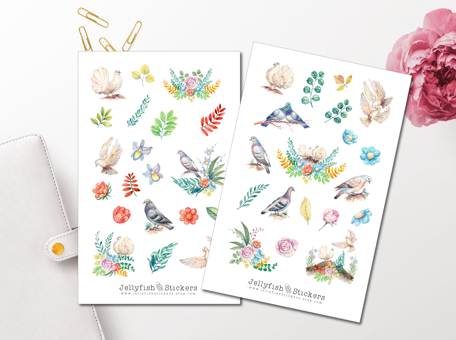 Jellyfish Stickers - Tauben Sticker Set