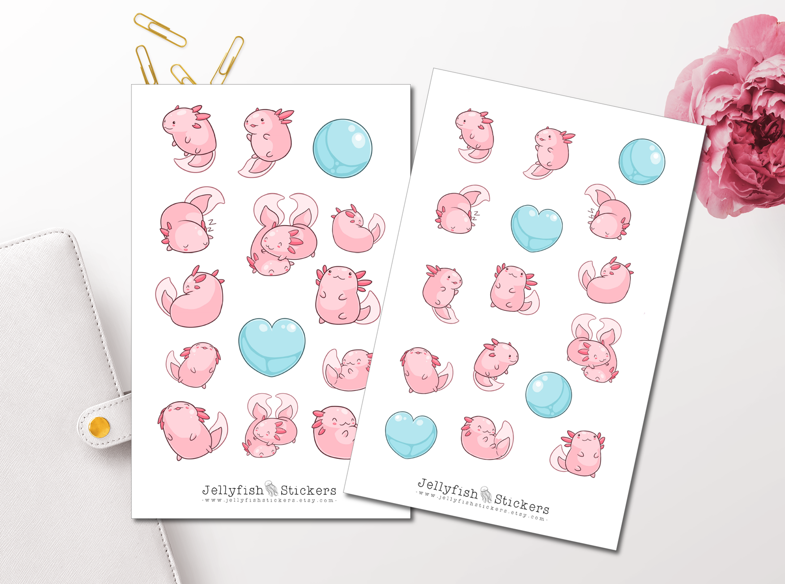 Jellyfish Stickers - Axolotl Sticker Set