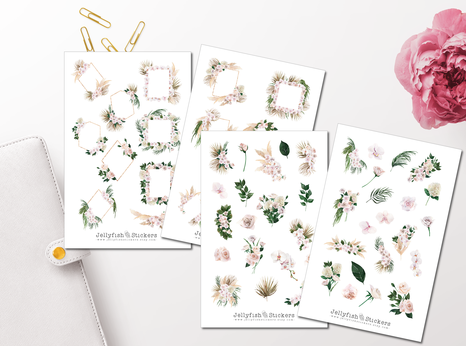 Jellyfish Stickers - Flowers Beige Sticker Set