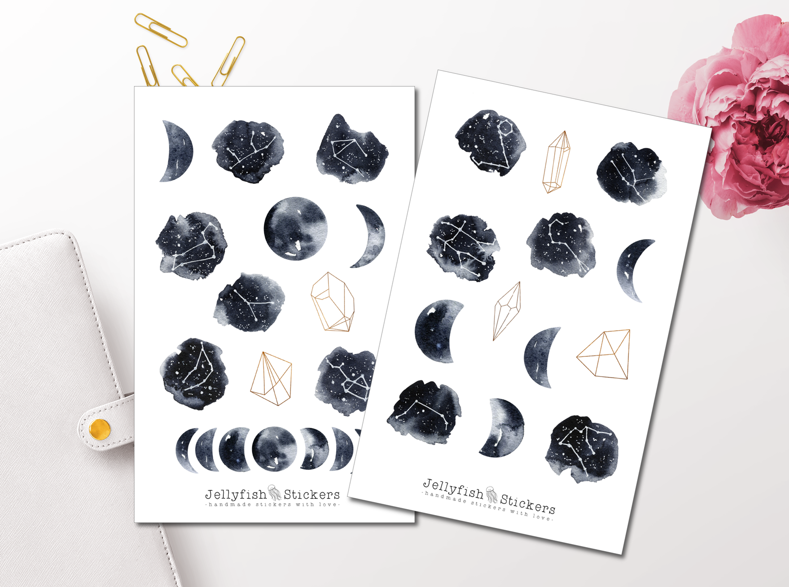Jellyfish Stickers - Mond und Sterne Sticker Set