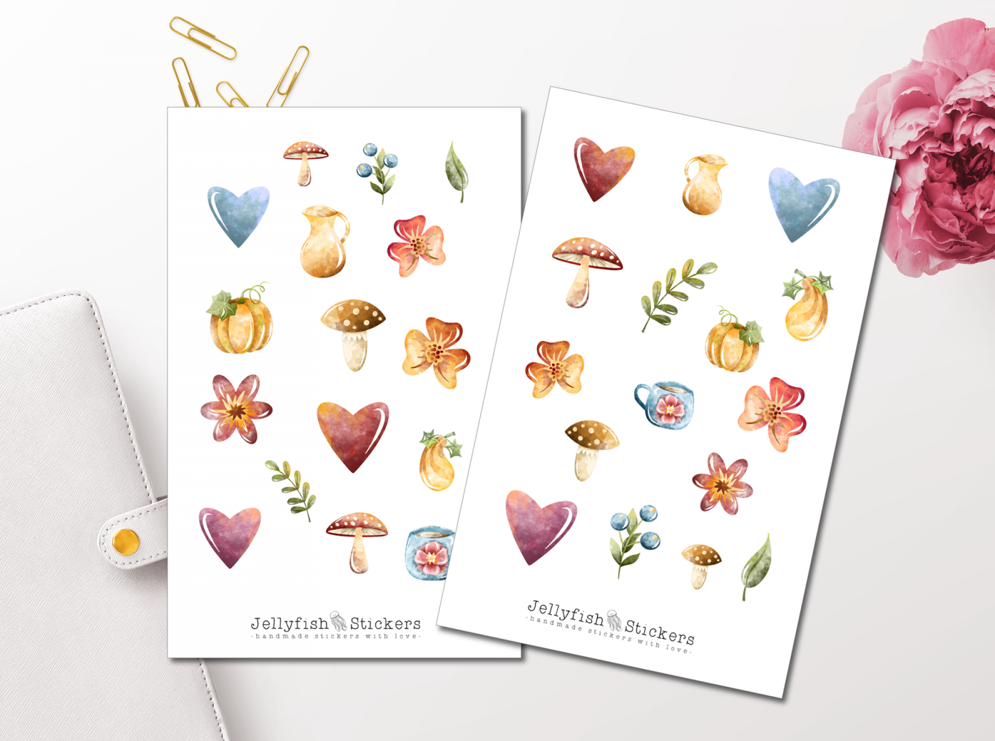 Jellyfish Stickers - Herbst Aquarell Sticker Set