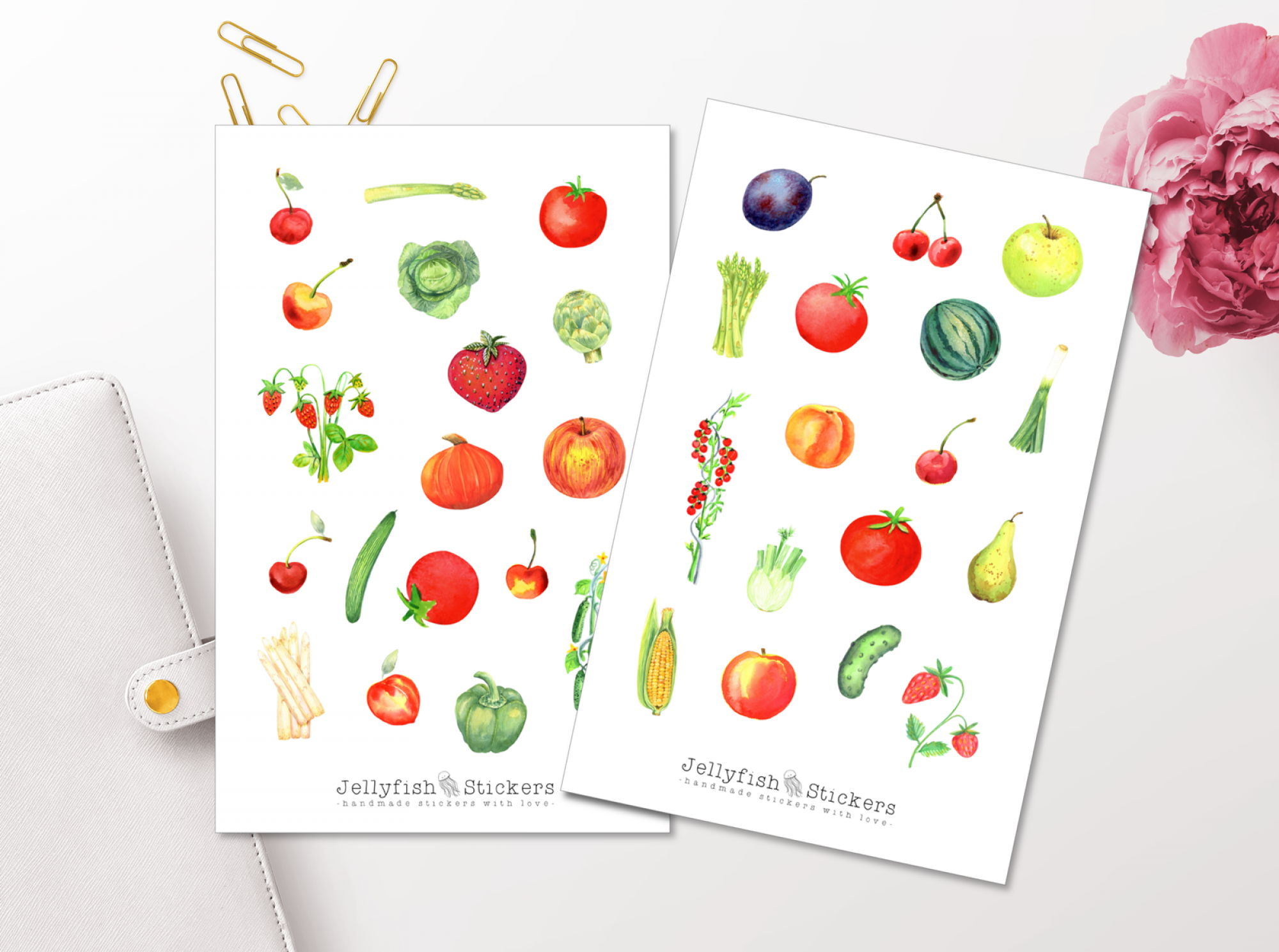 Jellyfish Stickers - Fruit and Vegetable Sticker Set