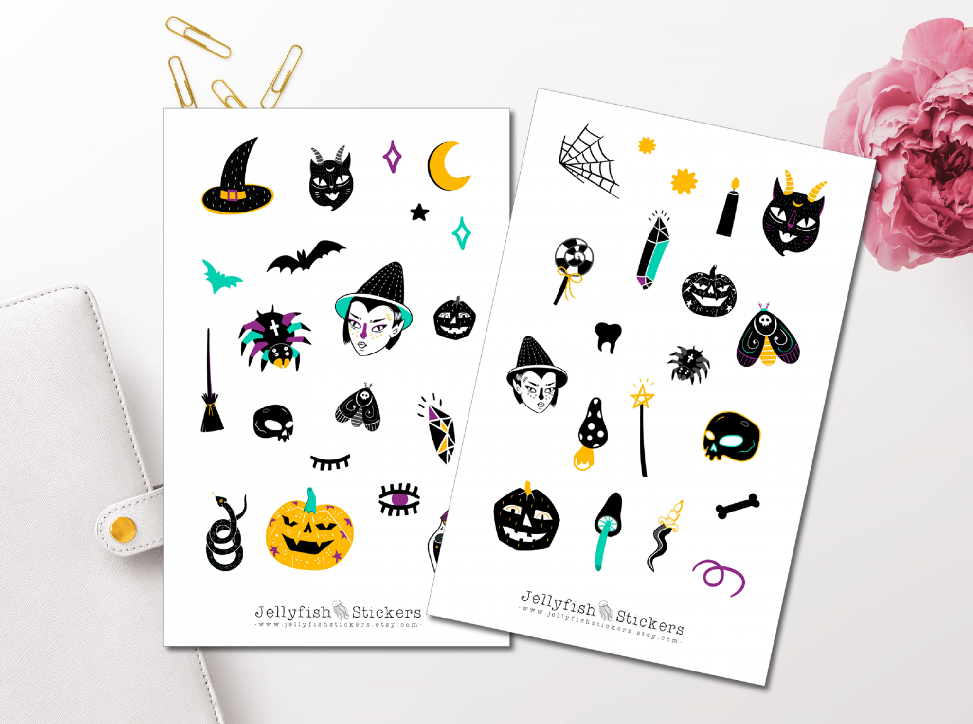 Jellyfish Stickers - Halloween Hexe Sticker Set
